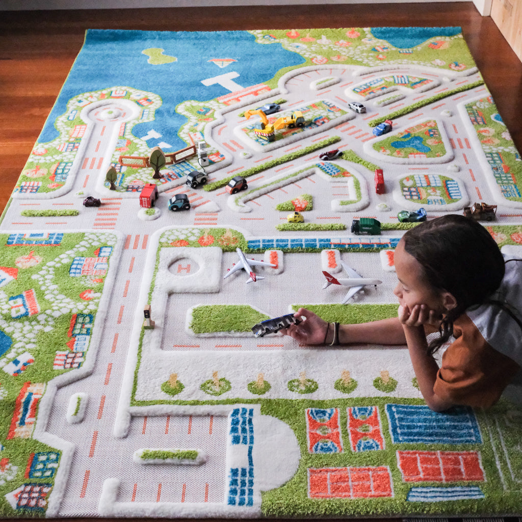 IVI Play Rug Mini City Extra Large Turquoise – UrbanBaby shop